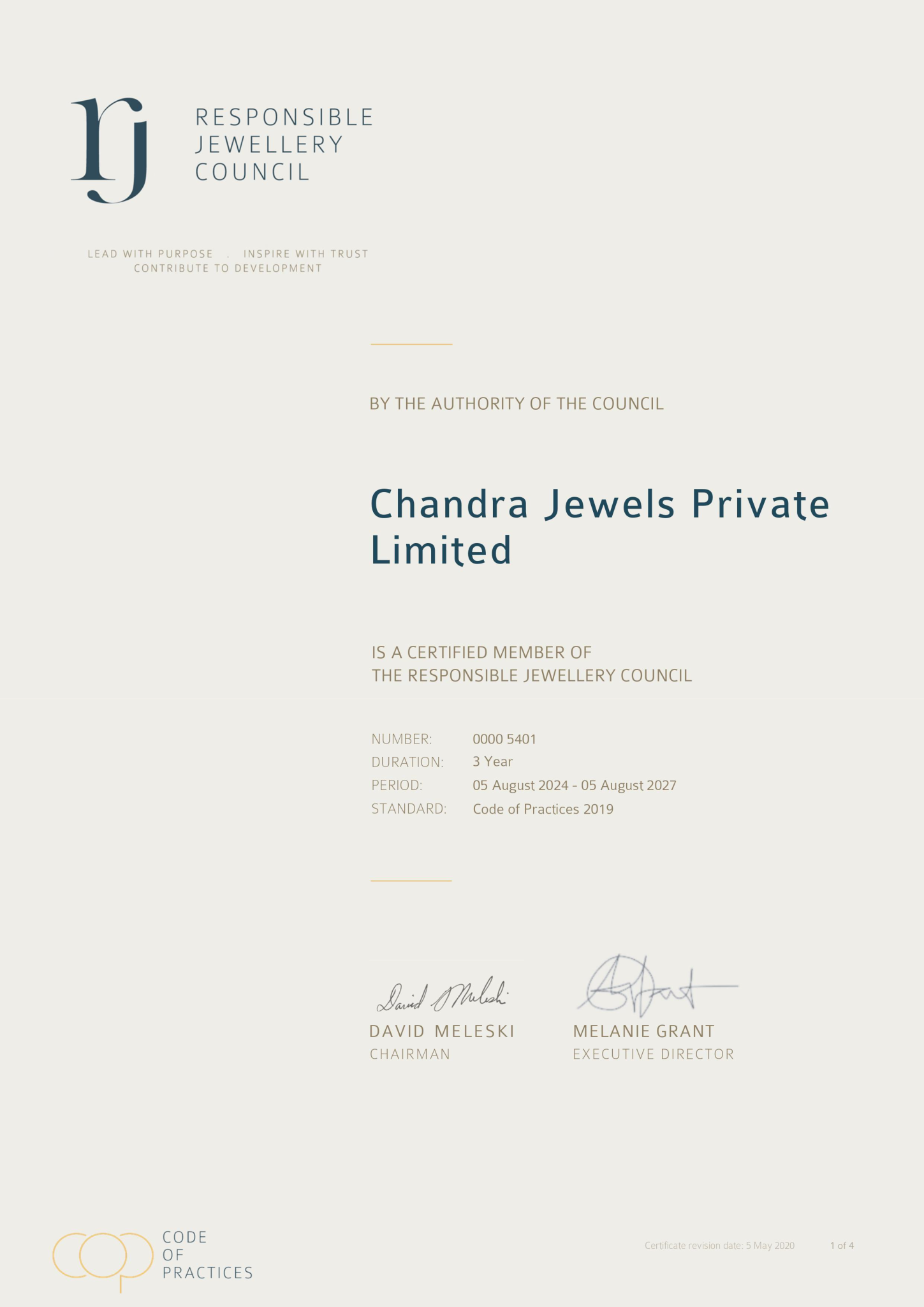 RJC Certification - Chandra Jewels